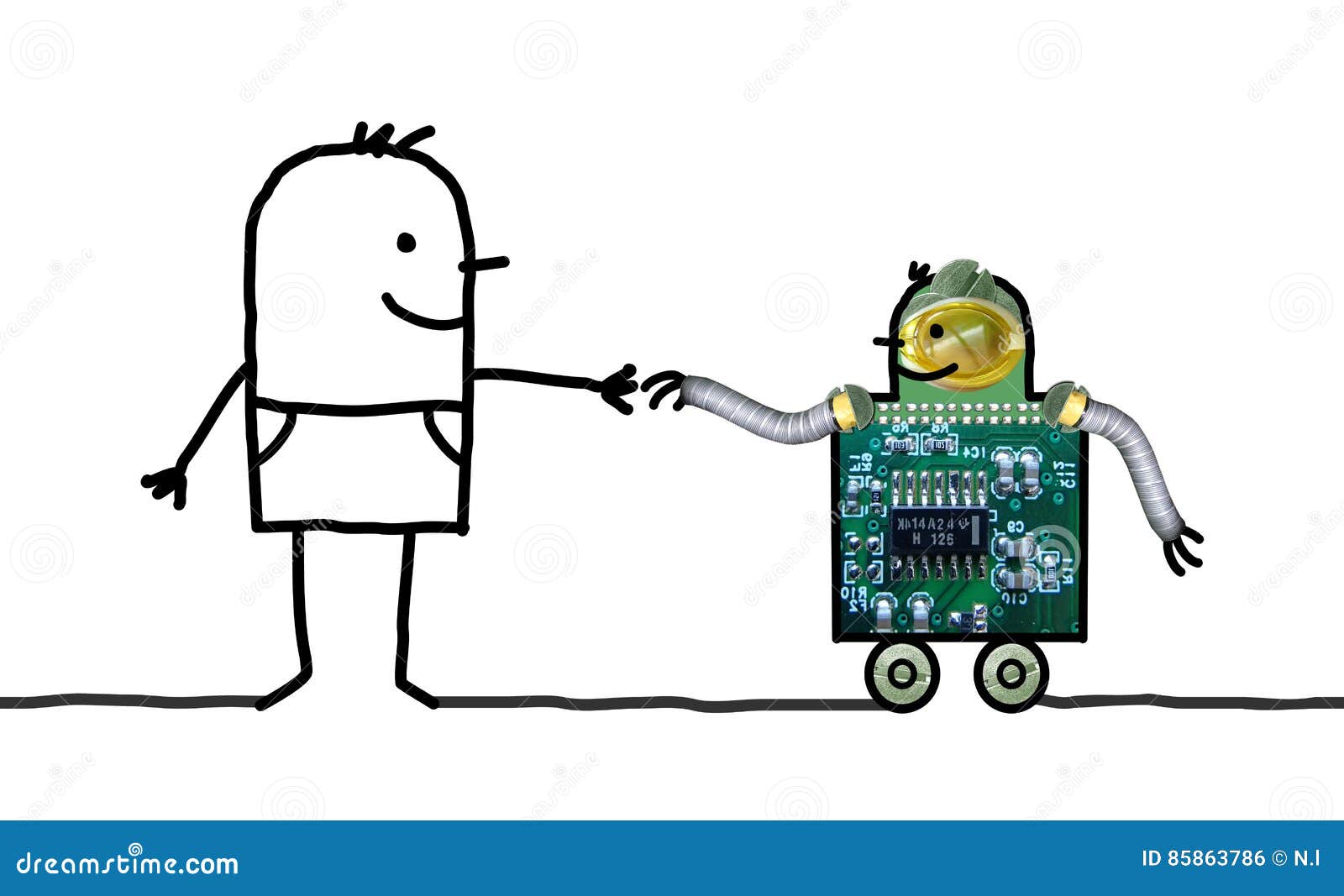 Robots - Help on wheels stock illustration. Illustration of electric ...