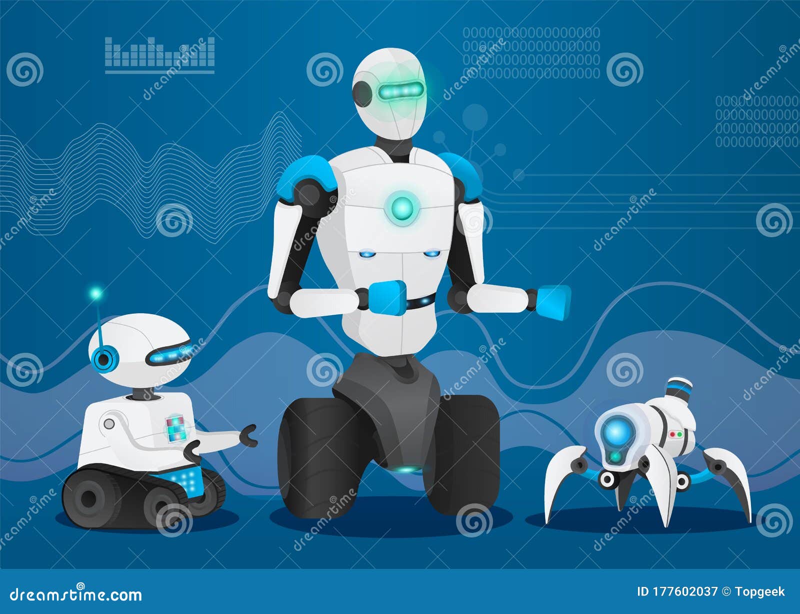 Robots and Humanoid, Types of Bots and Cyborgs Stock Vector ... Robots and Humanoid, Types of Bots and Cyborgs Stock Vector ...