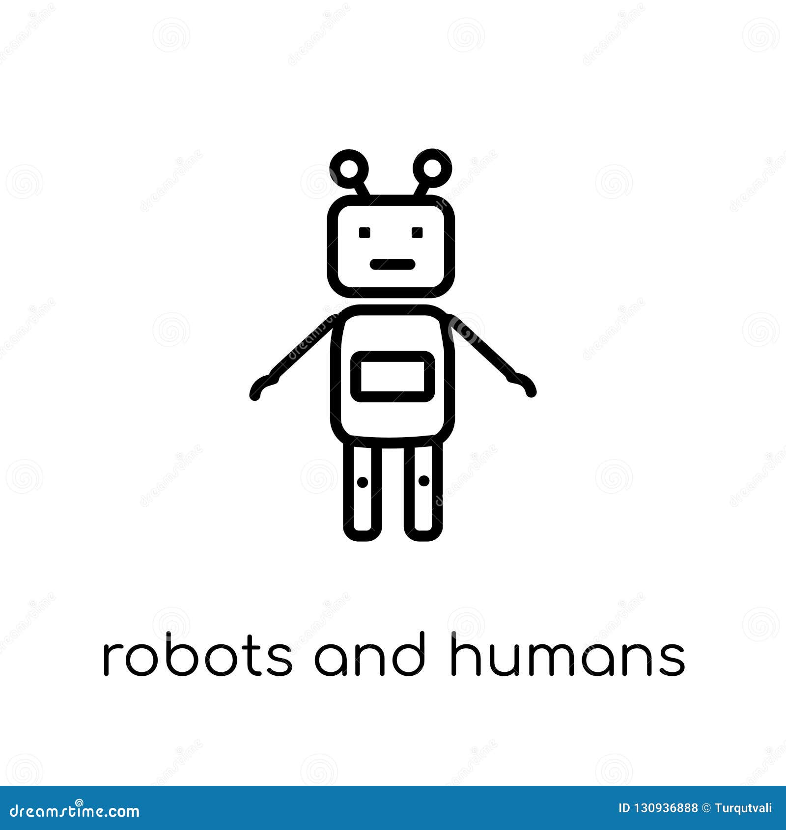 Robots and Humans Icon. Trendy Modern Flat Linear Vector Robots Stock ...