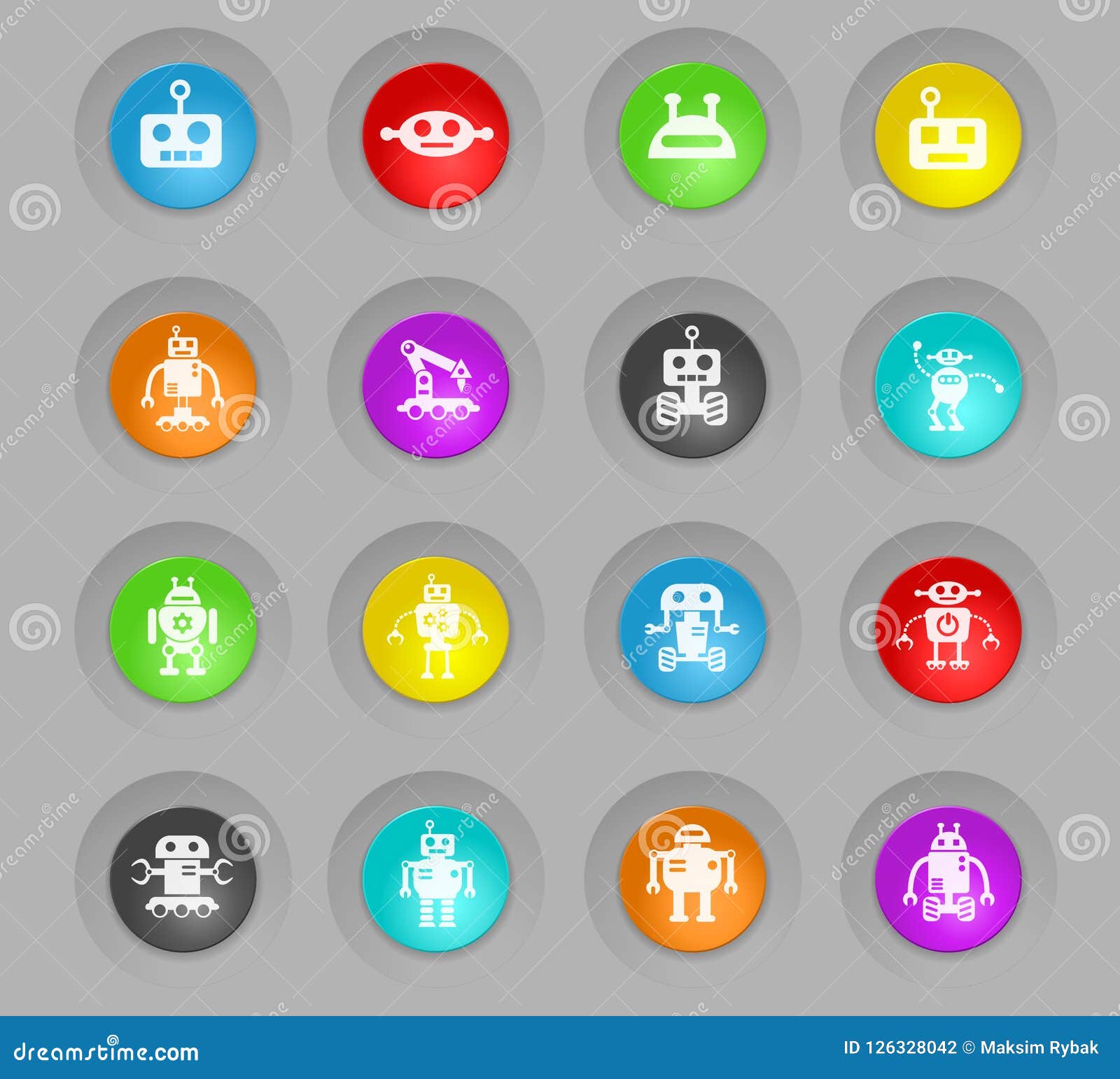 Robots icon set stock vector. Illustration of computer - 126328042