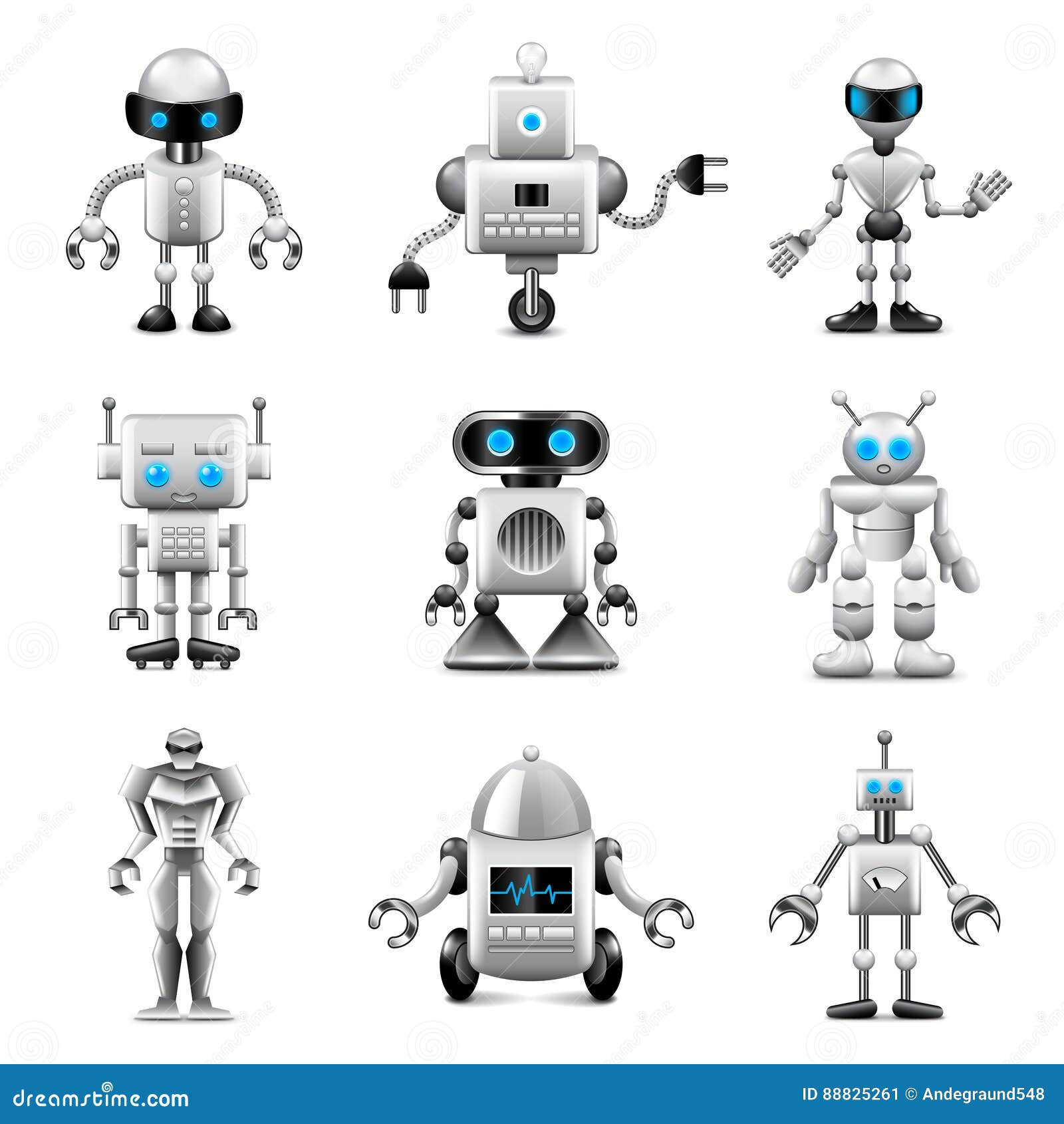 Robots icons vector set stock vector. Illustration of mascot - 88825261