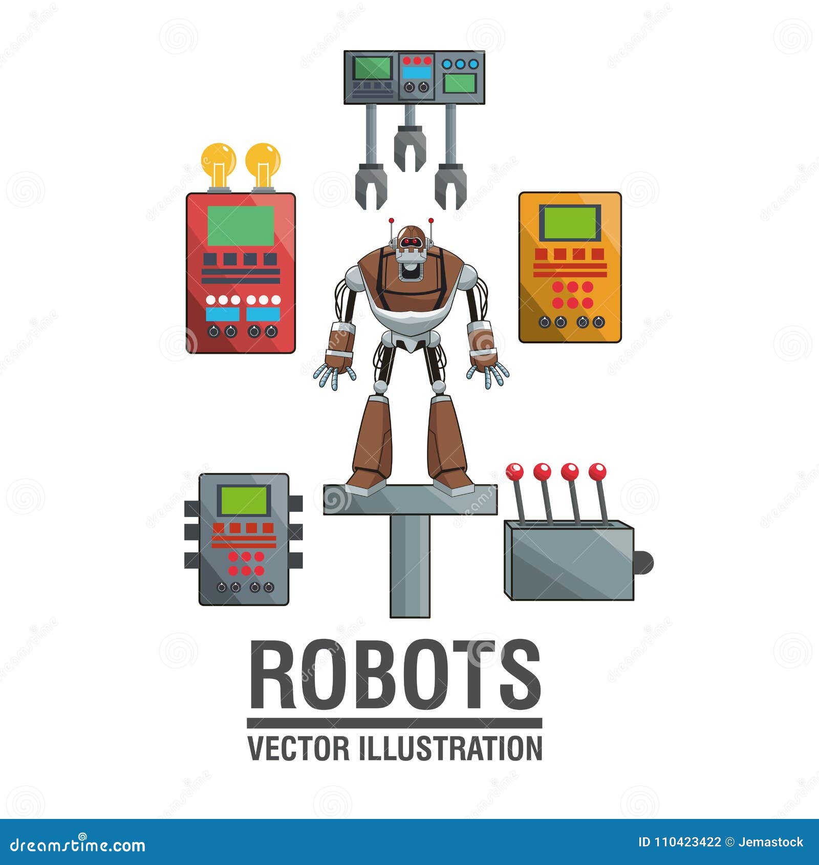 Robots Industry Engineering Technology Poster Stock Vector ...