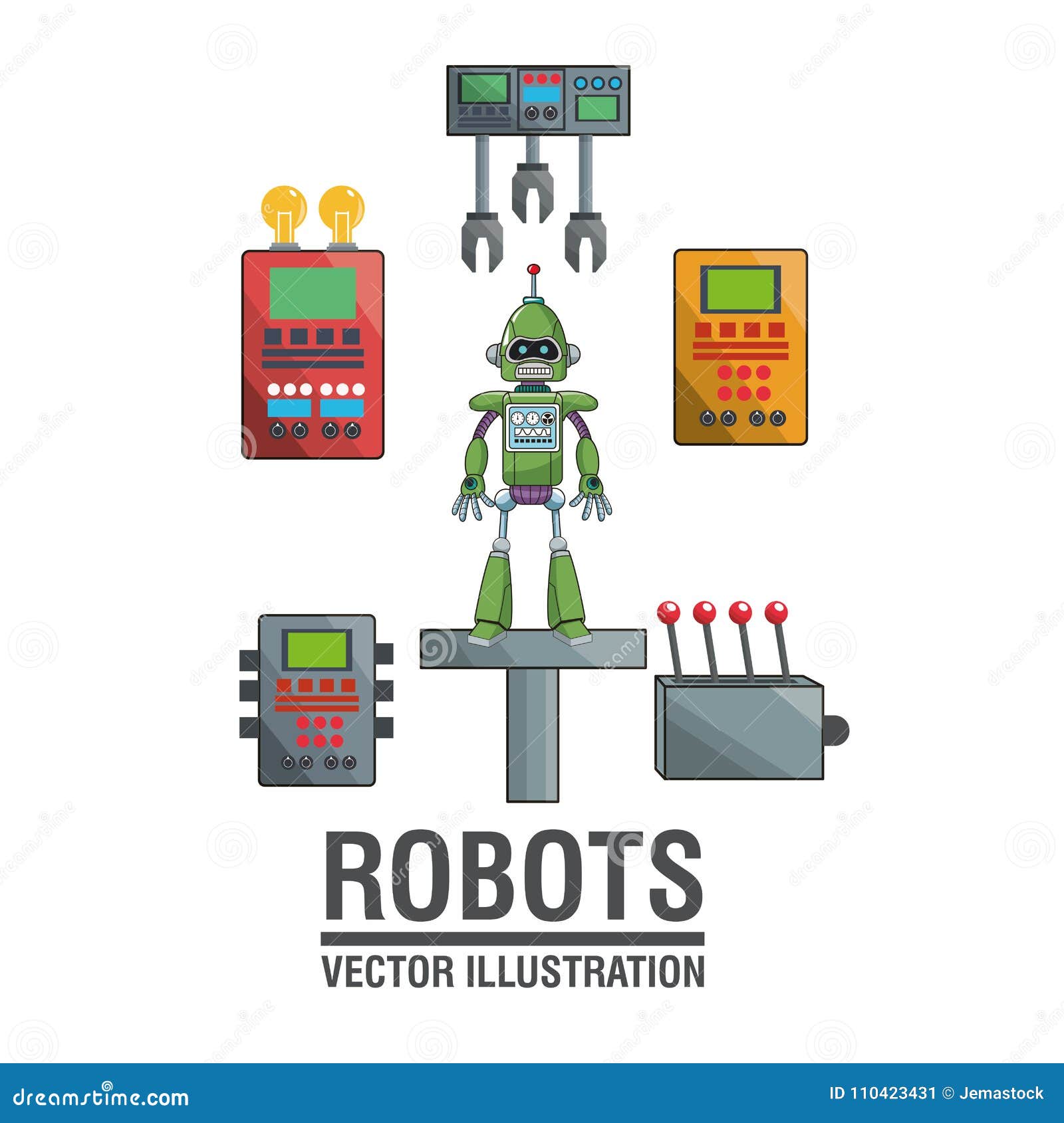 Robots Industry Engineering Technology Poster Stock Vector ...