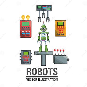 Robots Industry Engineering Technology Poster Stock Vector ...