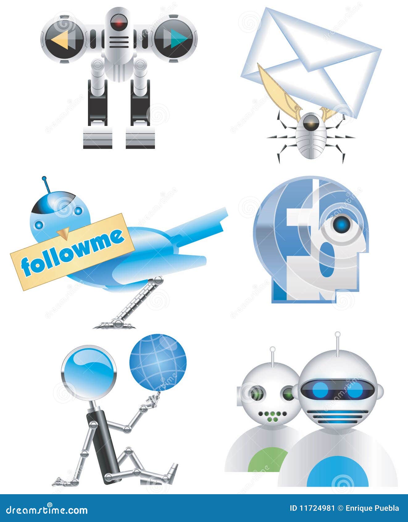 Robots Internet-Illustration-vector Icons Stock Vector - Illustration ...
