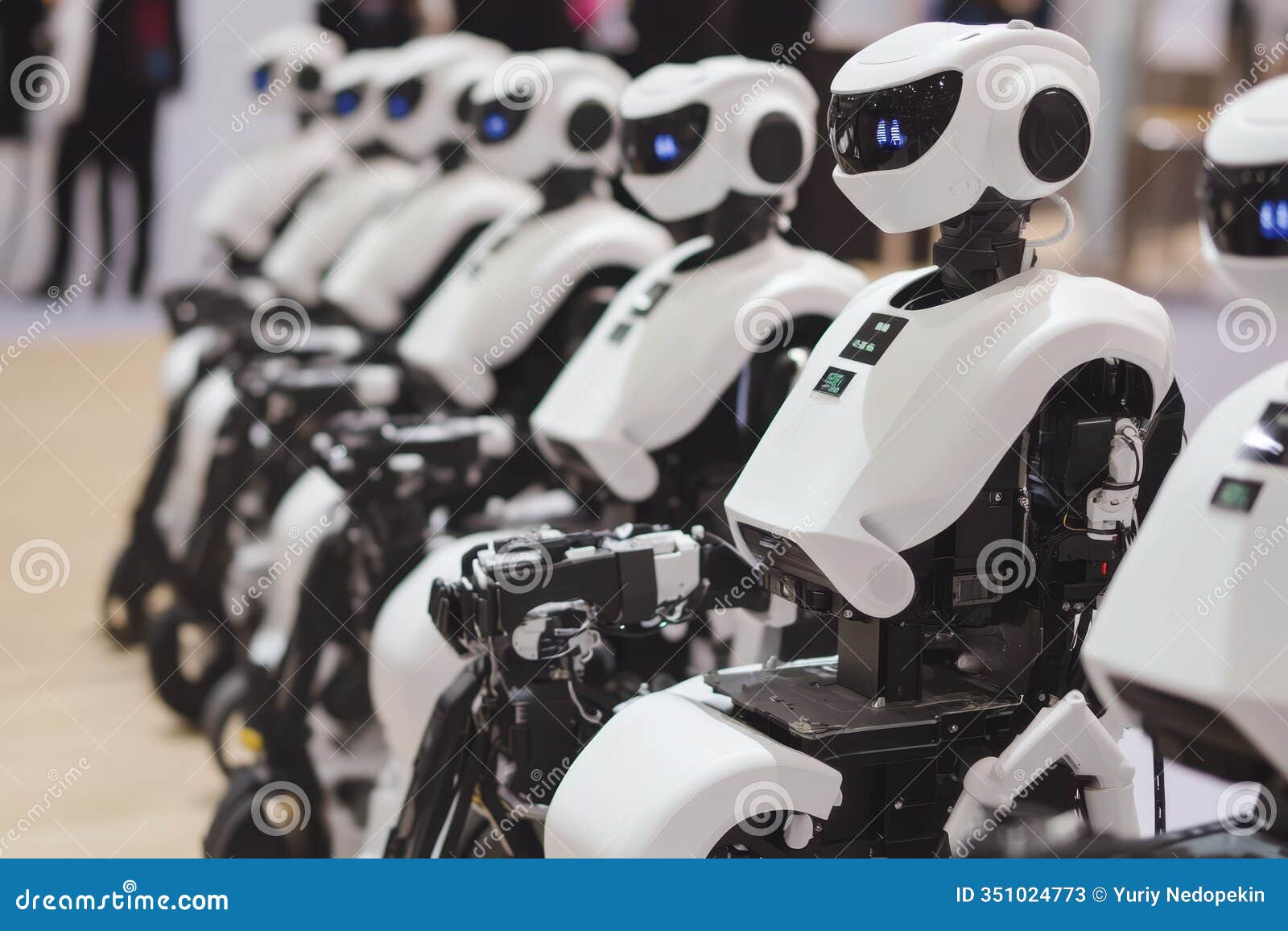 Robots Lined Up at Technology Exhibition Showcasing Advances in ...