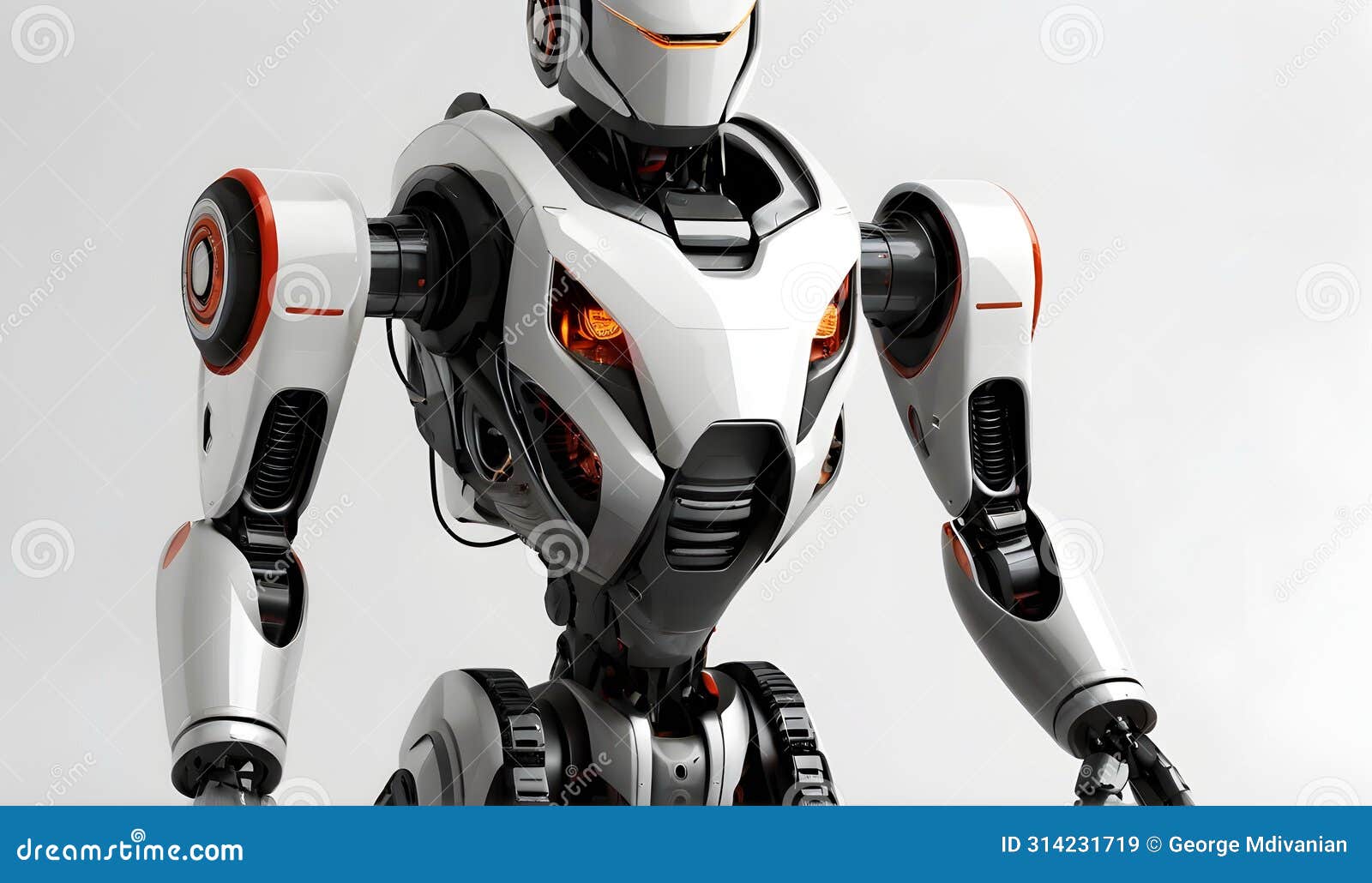 Robots Machine Technology on White Stock Illustration - Illustration of ...