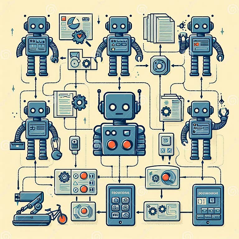Robots Manage Workflow Diagrams Indicating the Automation of Rep Stock ...