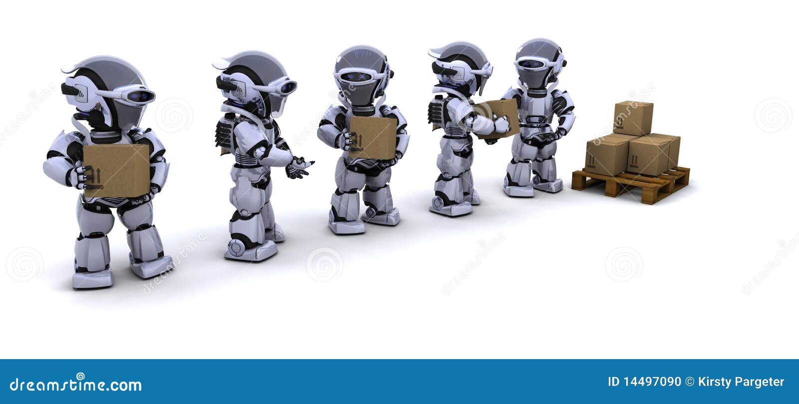 Robots Moving Shipping Boxes Stock Illustration - Illustration of team ...