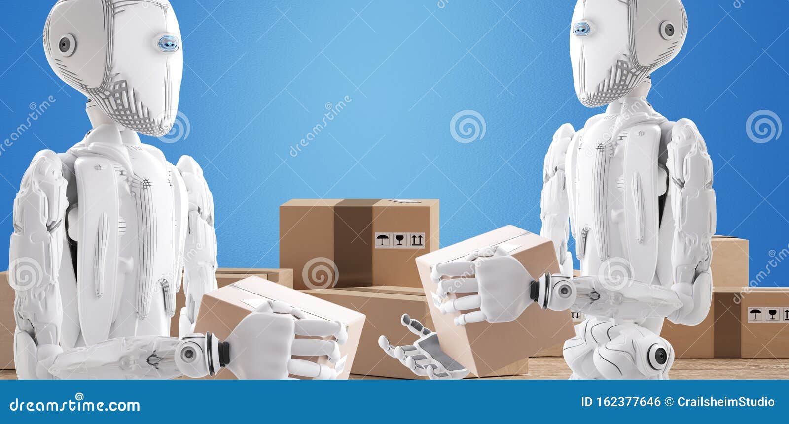 Robots with Package, Artificial Intelligence 3d Illustration Stock ...
