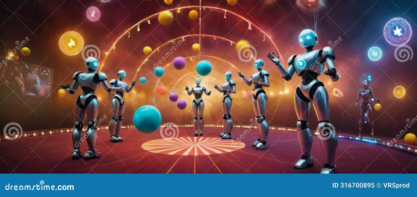 Robots Performing in a Futuristic Circus Stock Image - Image of show ...