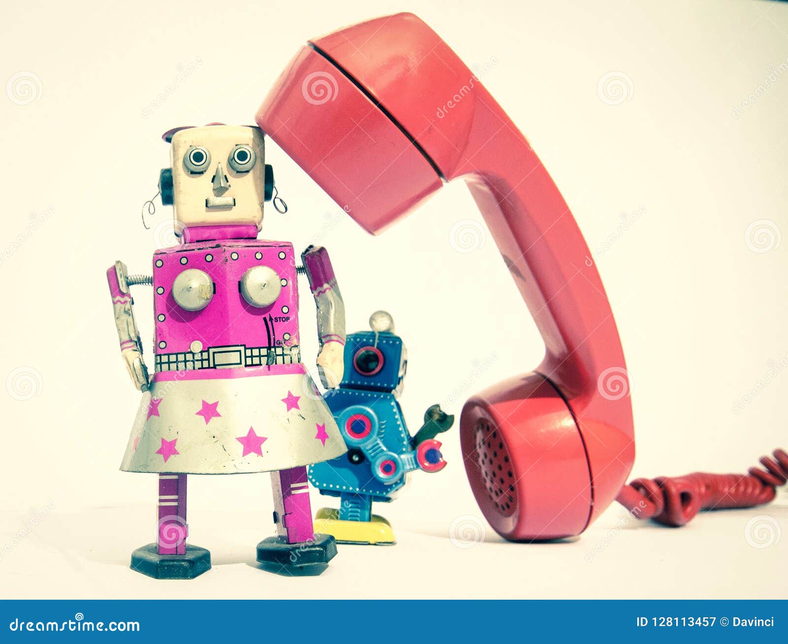 Robots on the Phone Close Up Stock Image - Image of robot, creative ...