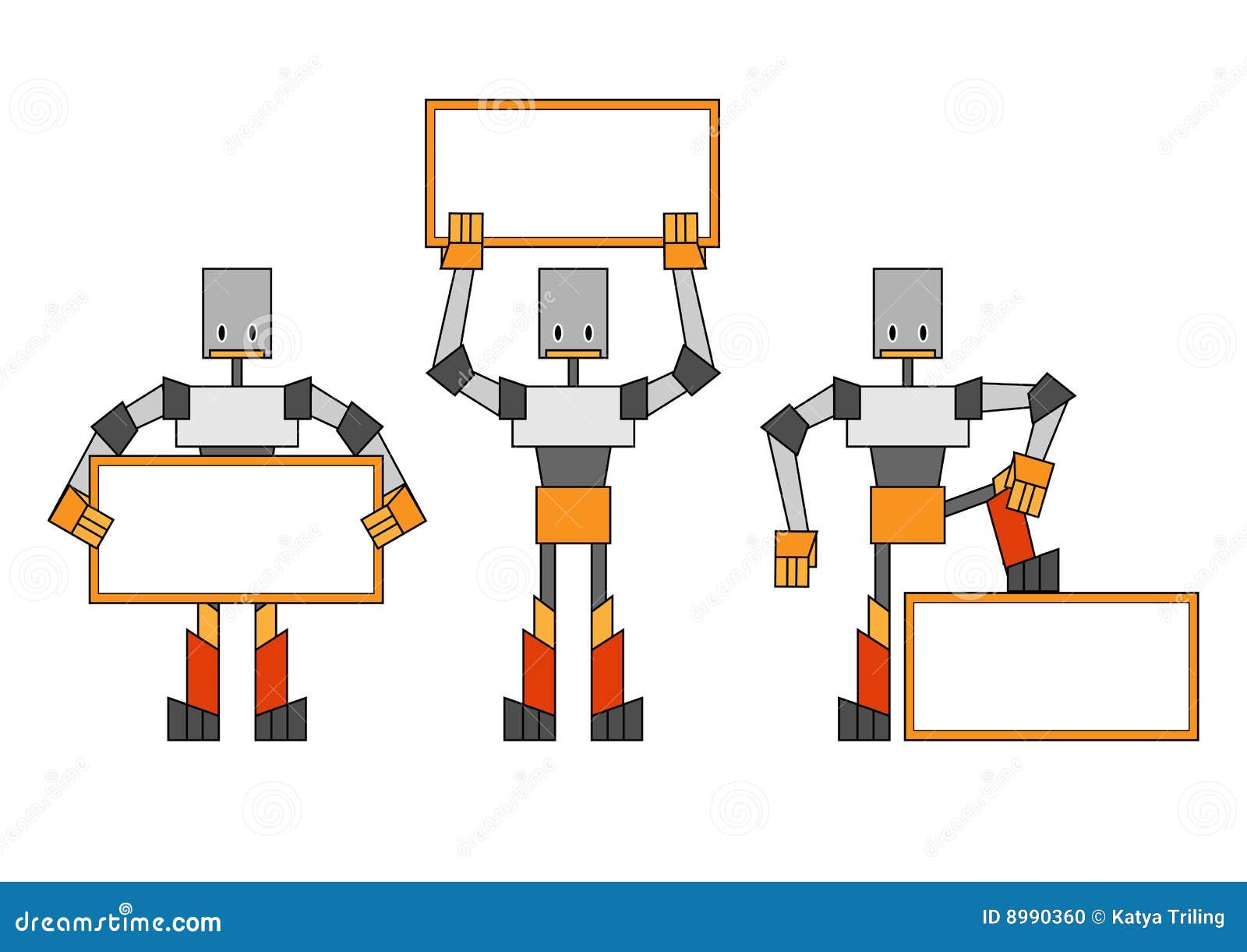 Robots with placard stock vector. Illustration of frame - 8990360