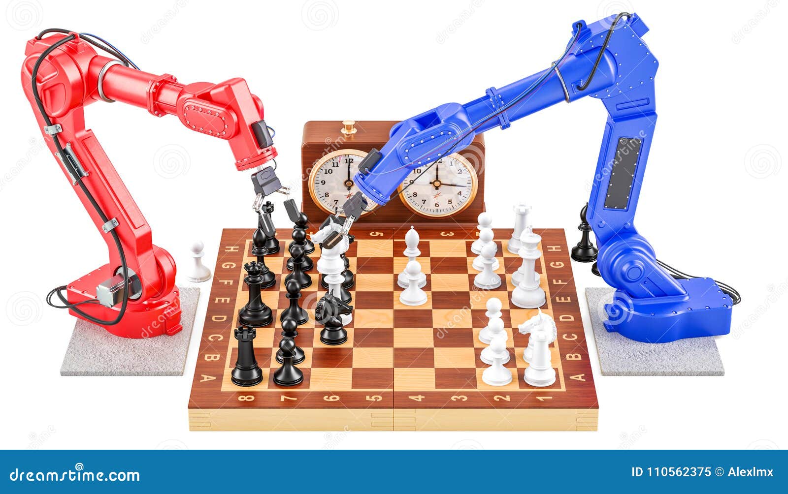 Robots Playing Chess Concept, 3D Rendering Stock Illustration ...