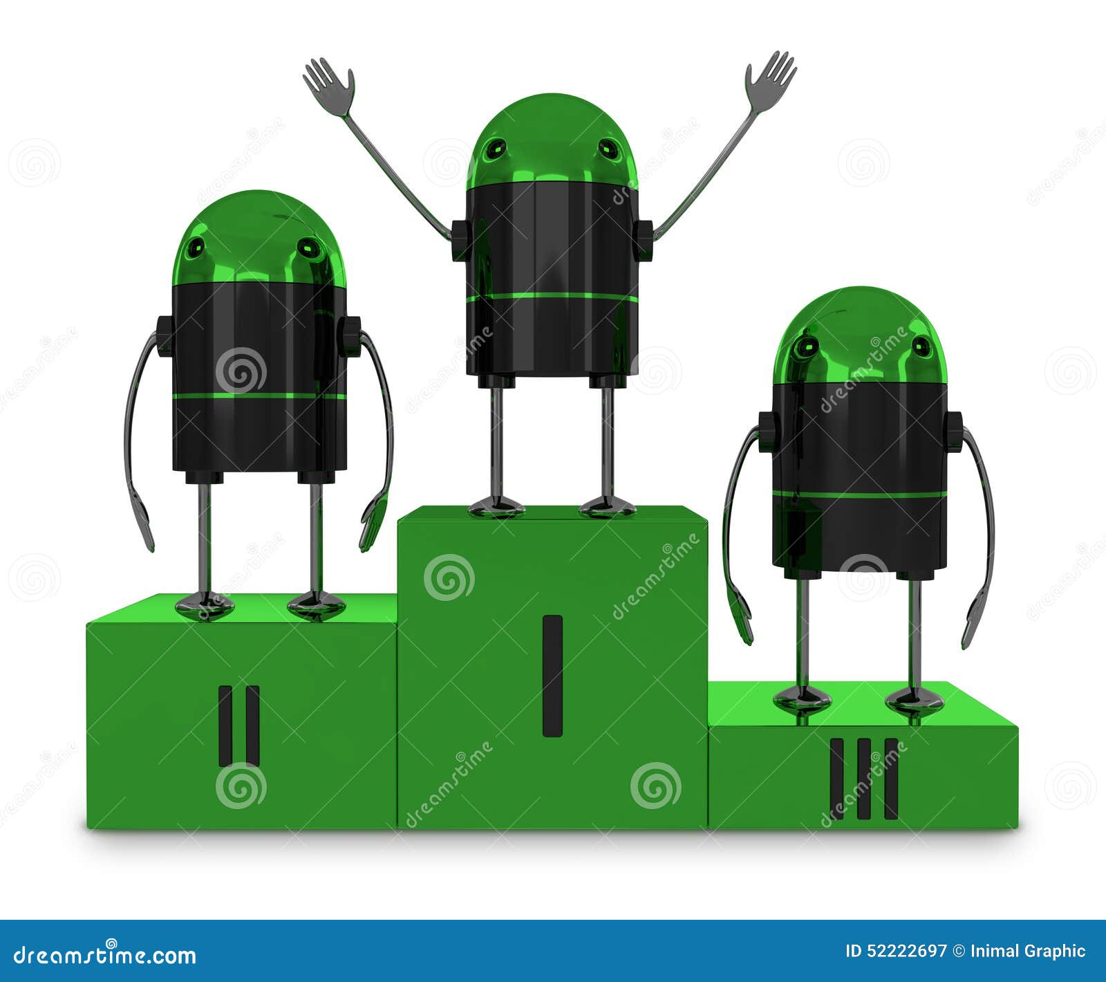 Robots on podium stock illustration. Illustration of success - 52222697