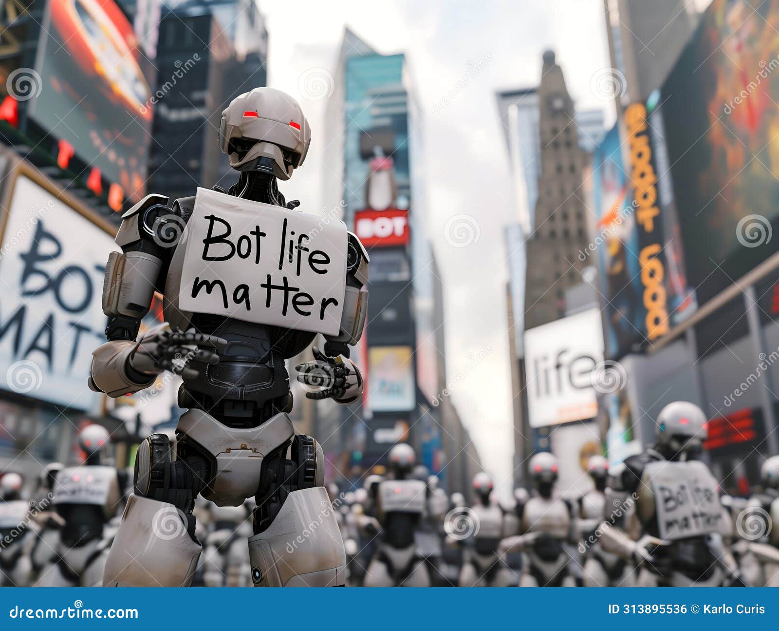 Robots Protesting in the Streets, Ai Life Matter, Artificial ...
