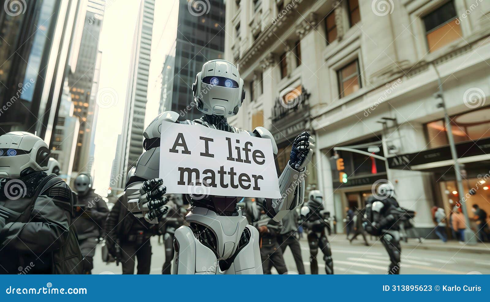 Robots Protesting in the Streets, Ai Life Matter, Artificial ...