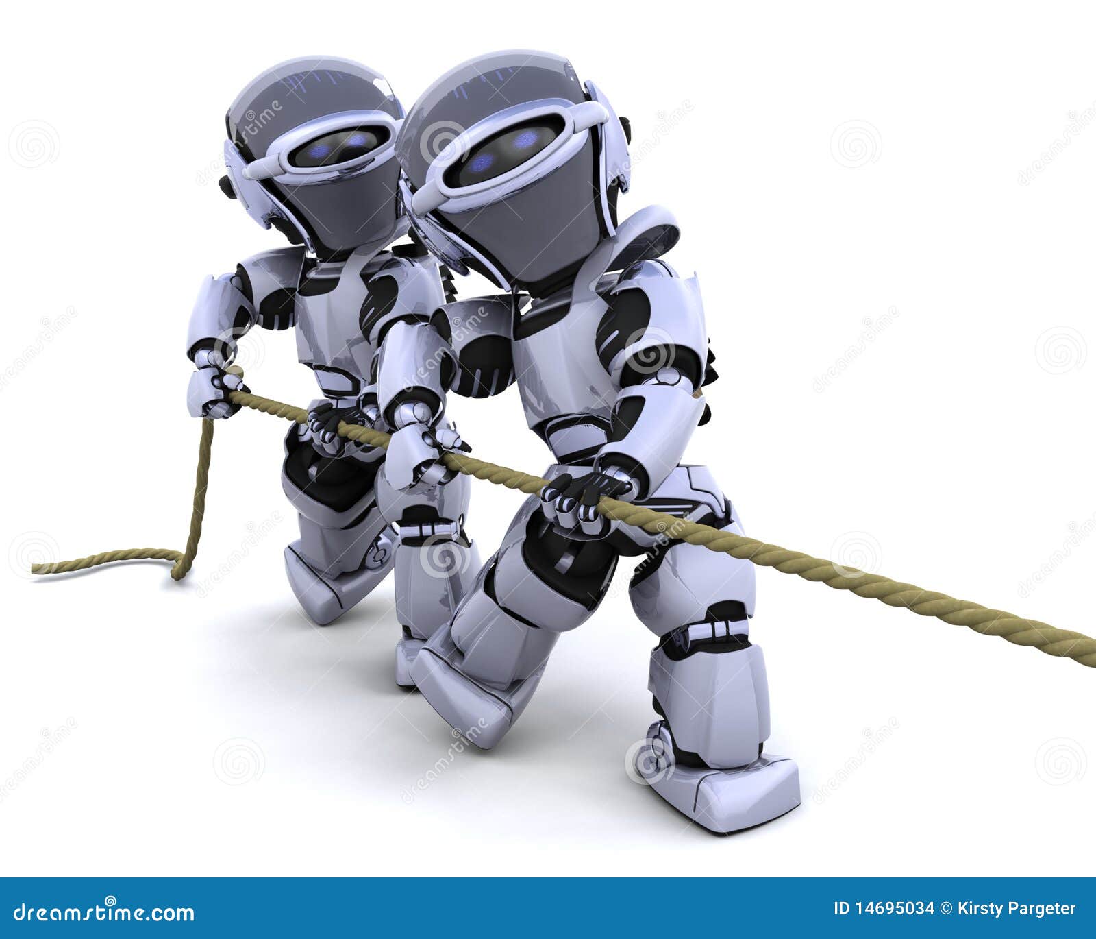Robots pulling on a rope stock illustration. Illustration of scifi ...