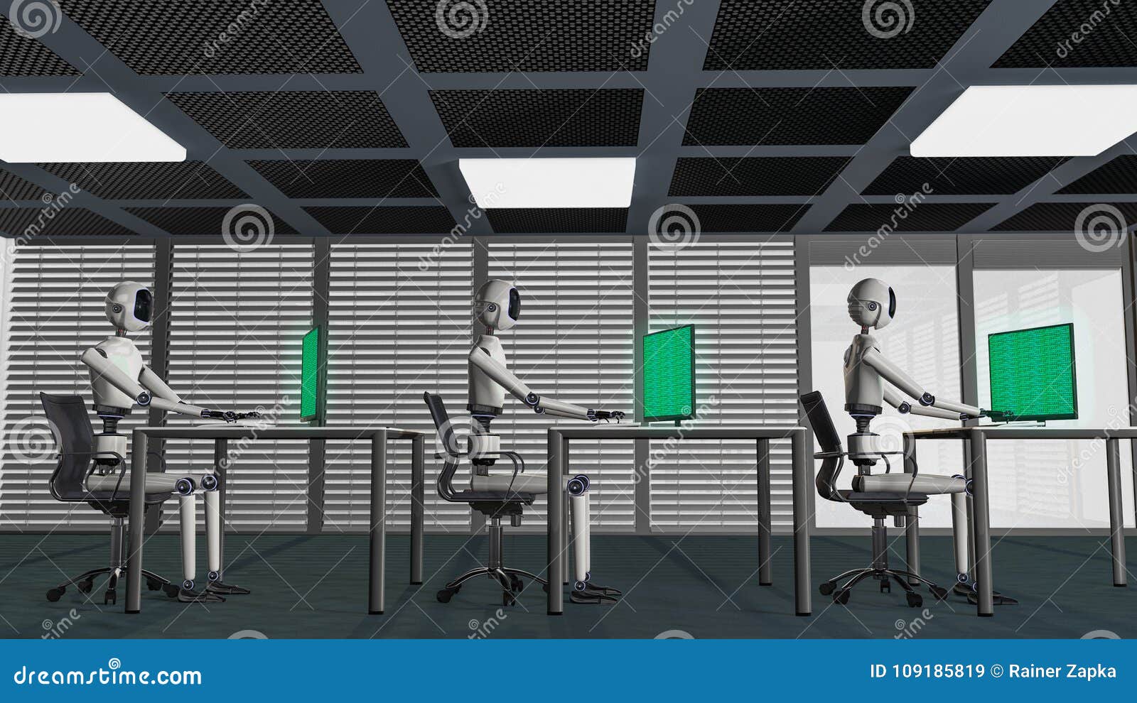 We are the Robots, Robots Working in an Office Stock Illustration ...