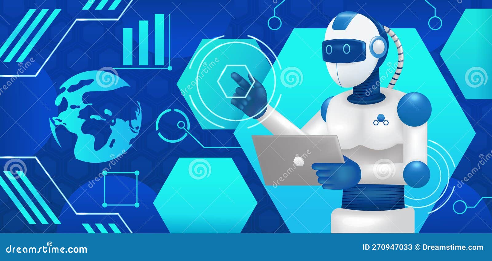 Robots Rule the Tech World, 3d Illustration Stock Illustration ...