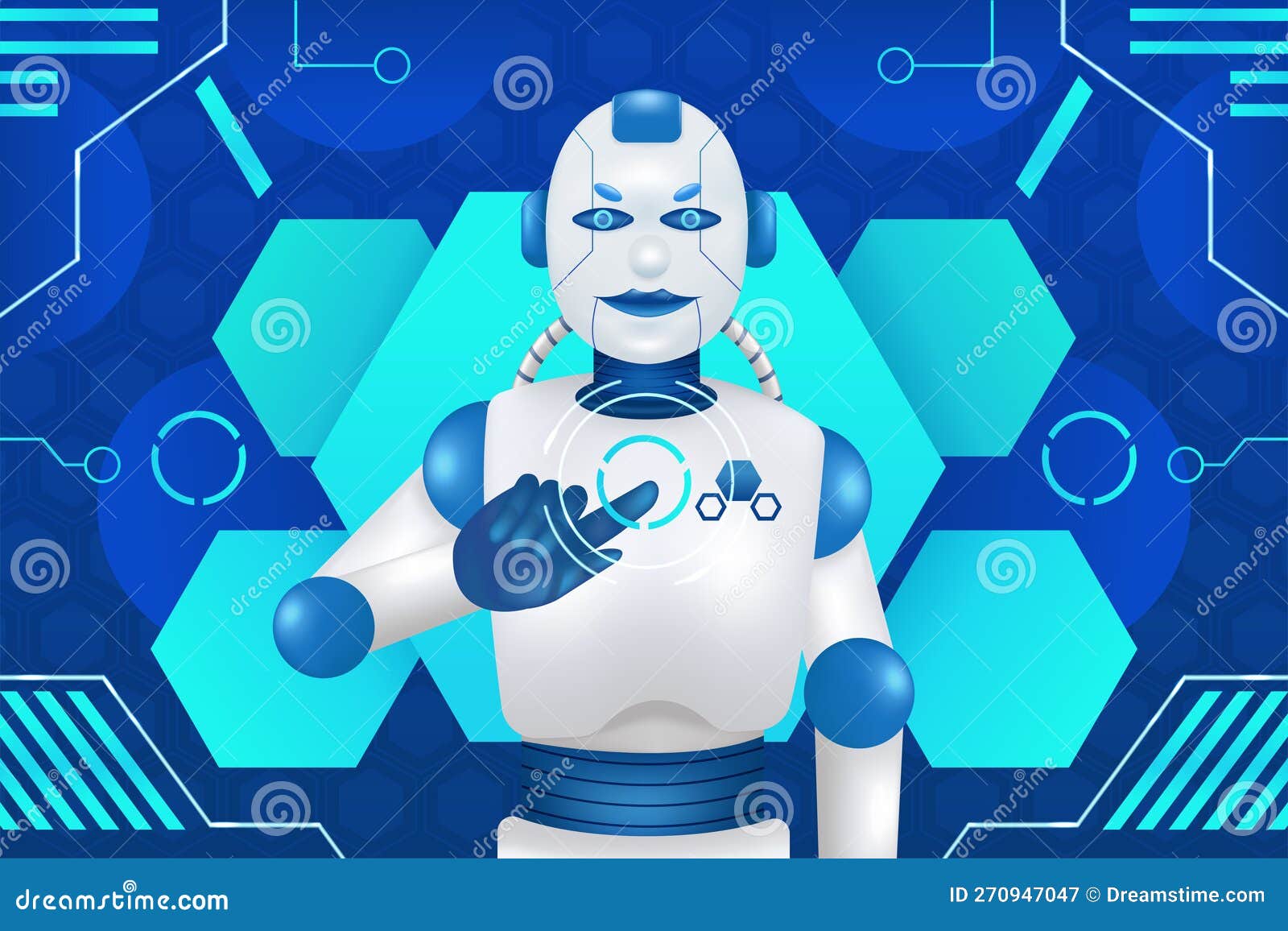 Robots Rule the Tech World, 3d Illustration Stock Vector - Illustration ...