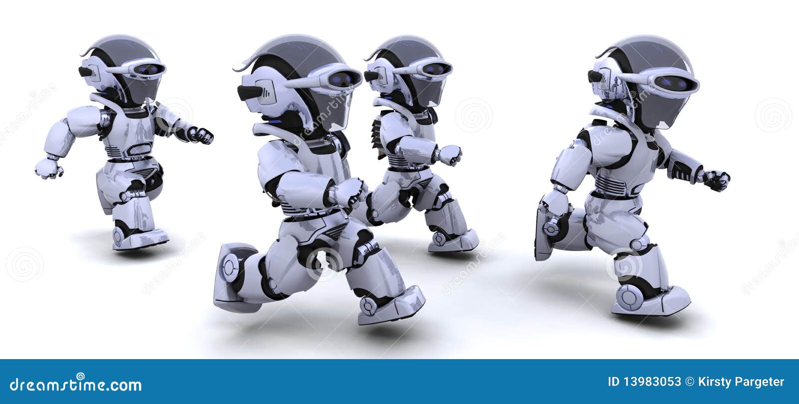 Robots running stock illustration. Illustration of fiction - 13983053