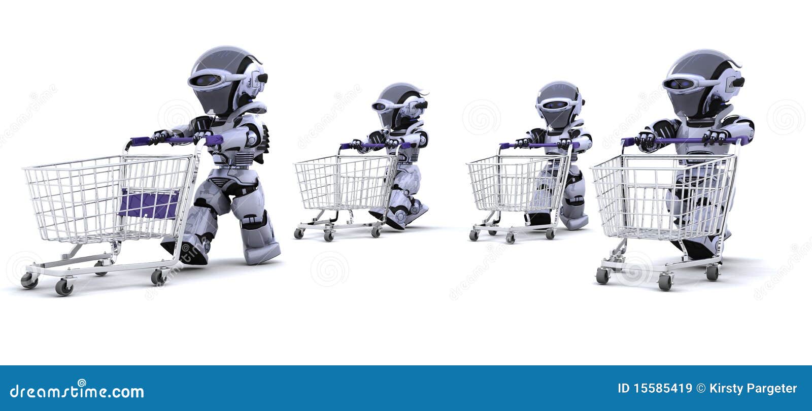 Robots Running with Shopping Carts Stock Illustration - Illustration of ...