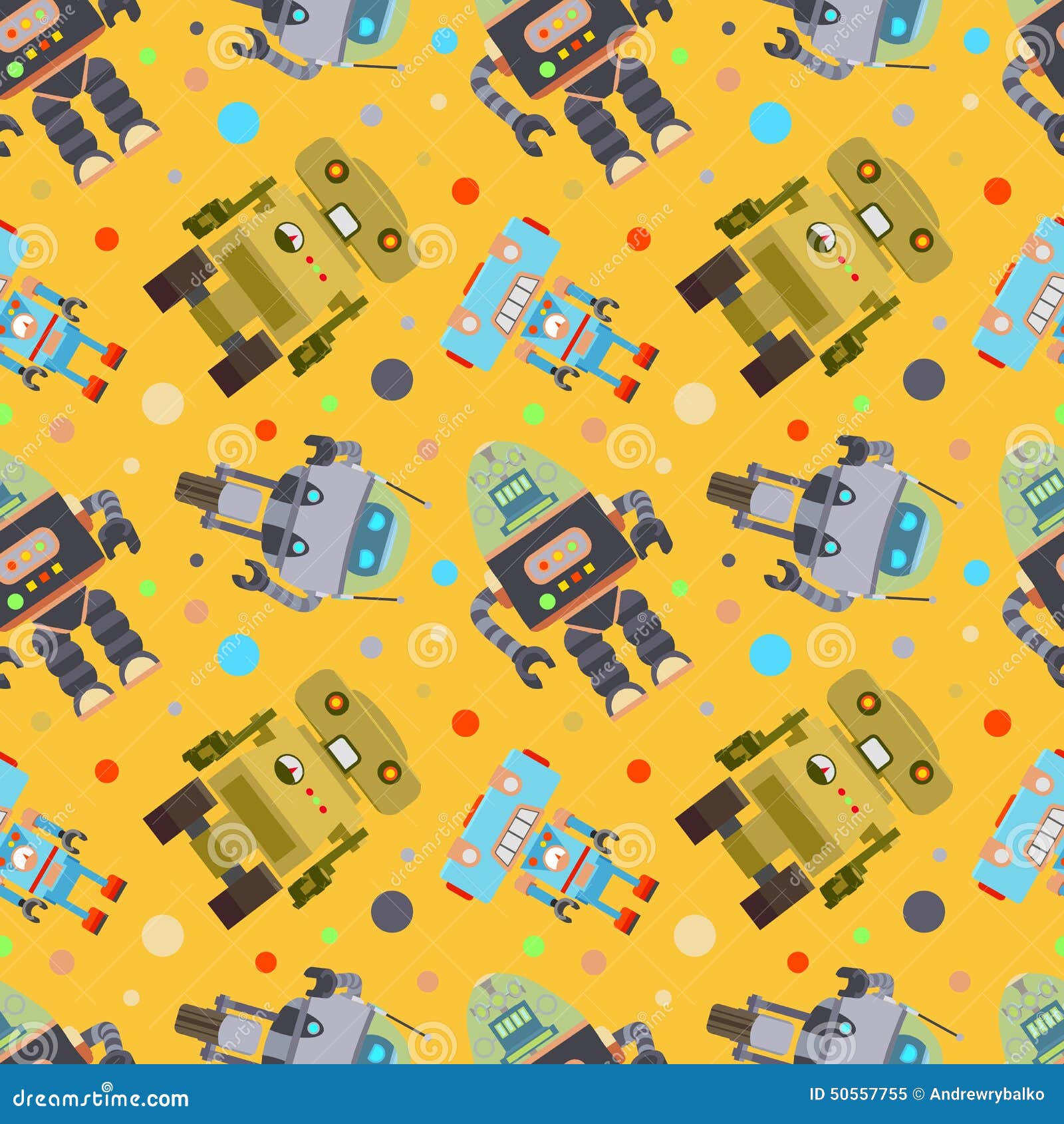 Robots Seamless Pattern stock vector. Illustration of modern - 50557755