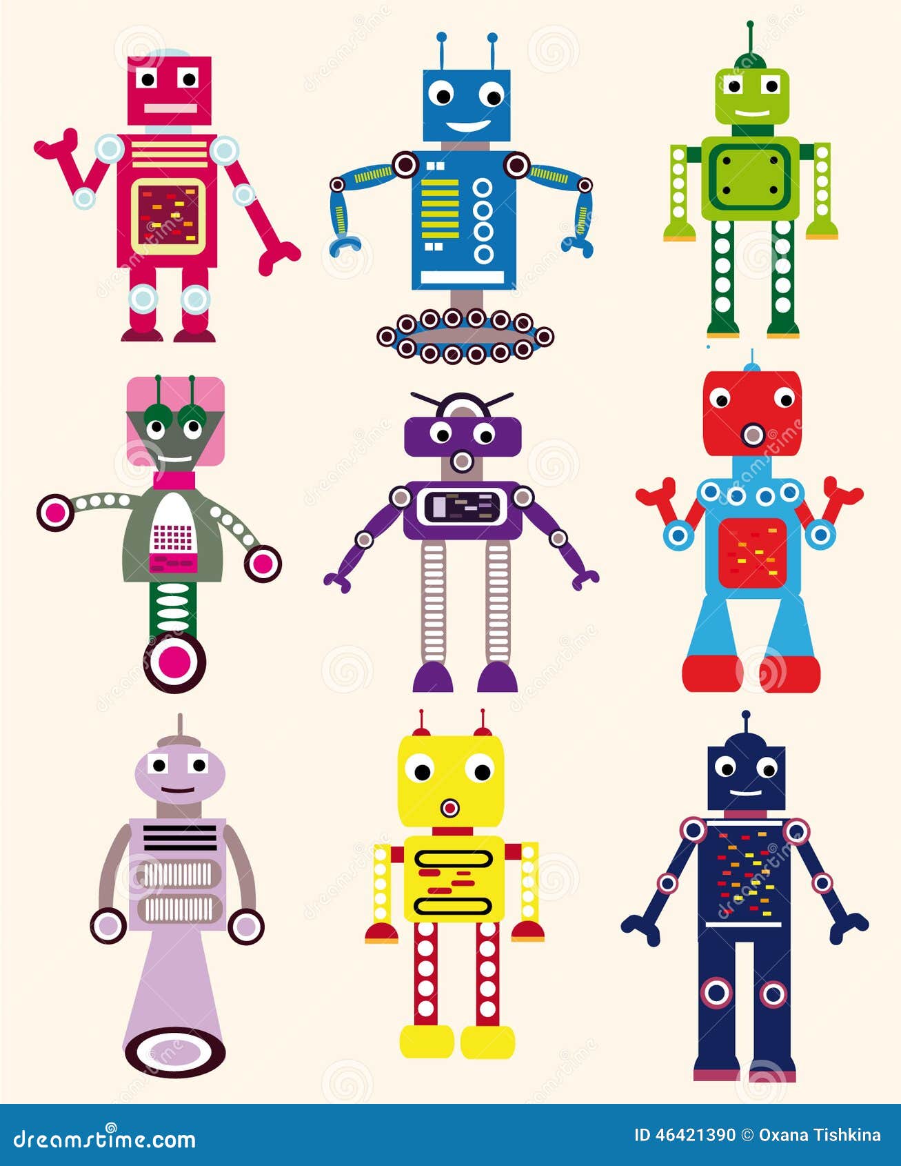 Robots set stock vector. Illustration of android, abstract - 46421390
