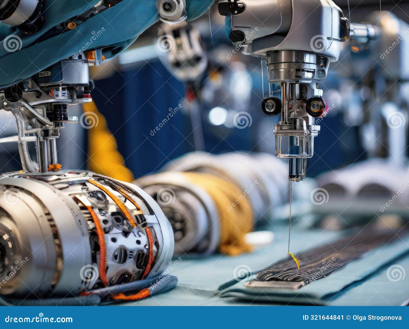 Robots Sewing Fabric. Futuristic Manufacturing Processes Stock Image ...