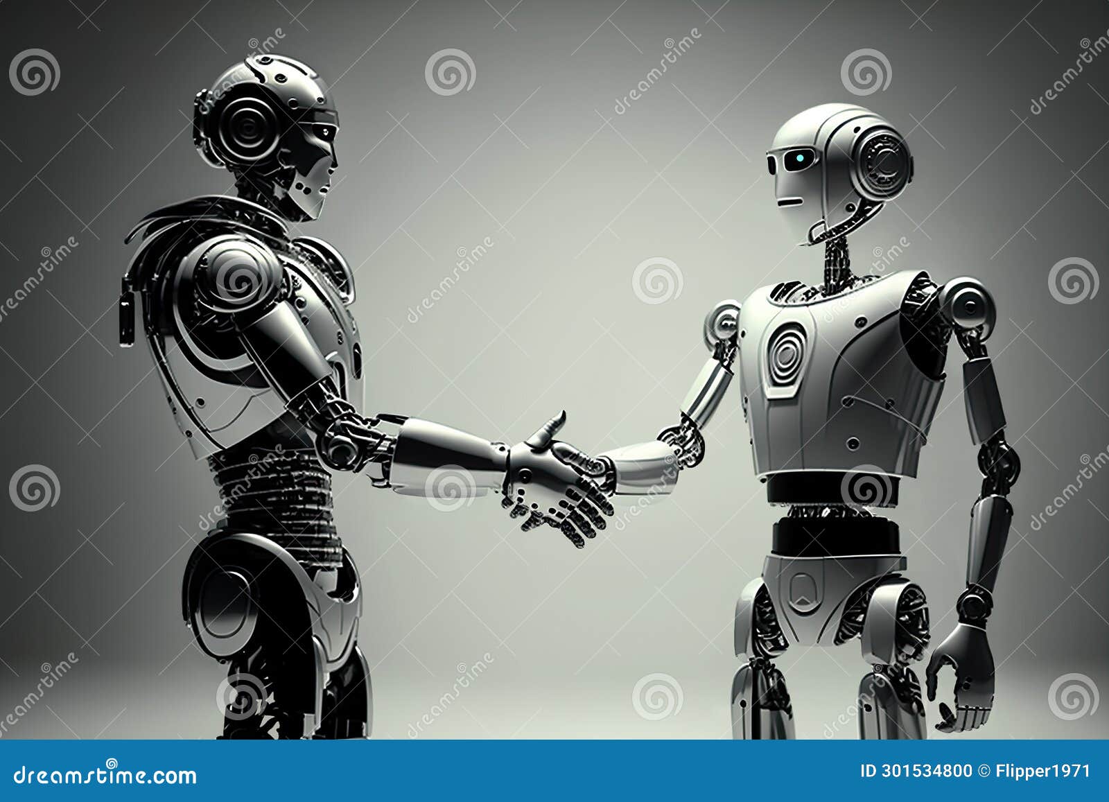 Robots Shake Hands. a Conceptual Image. Stock Illustration ...
