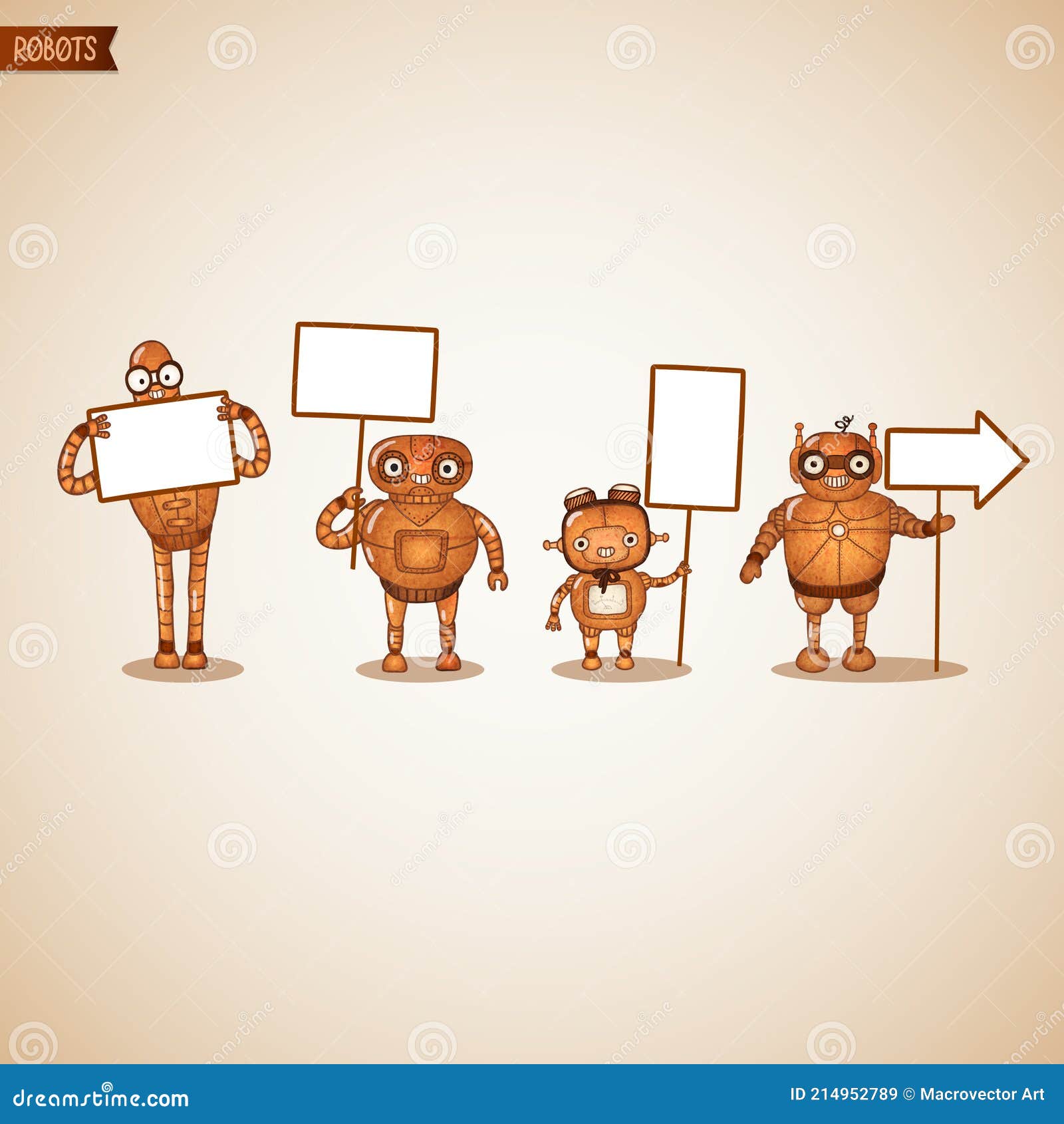 Robots With Signals Background Design Cartoon Vector | CartoonDealer ...