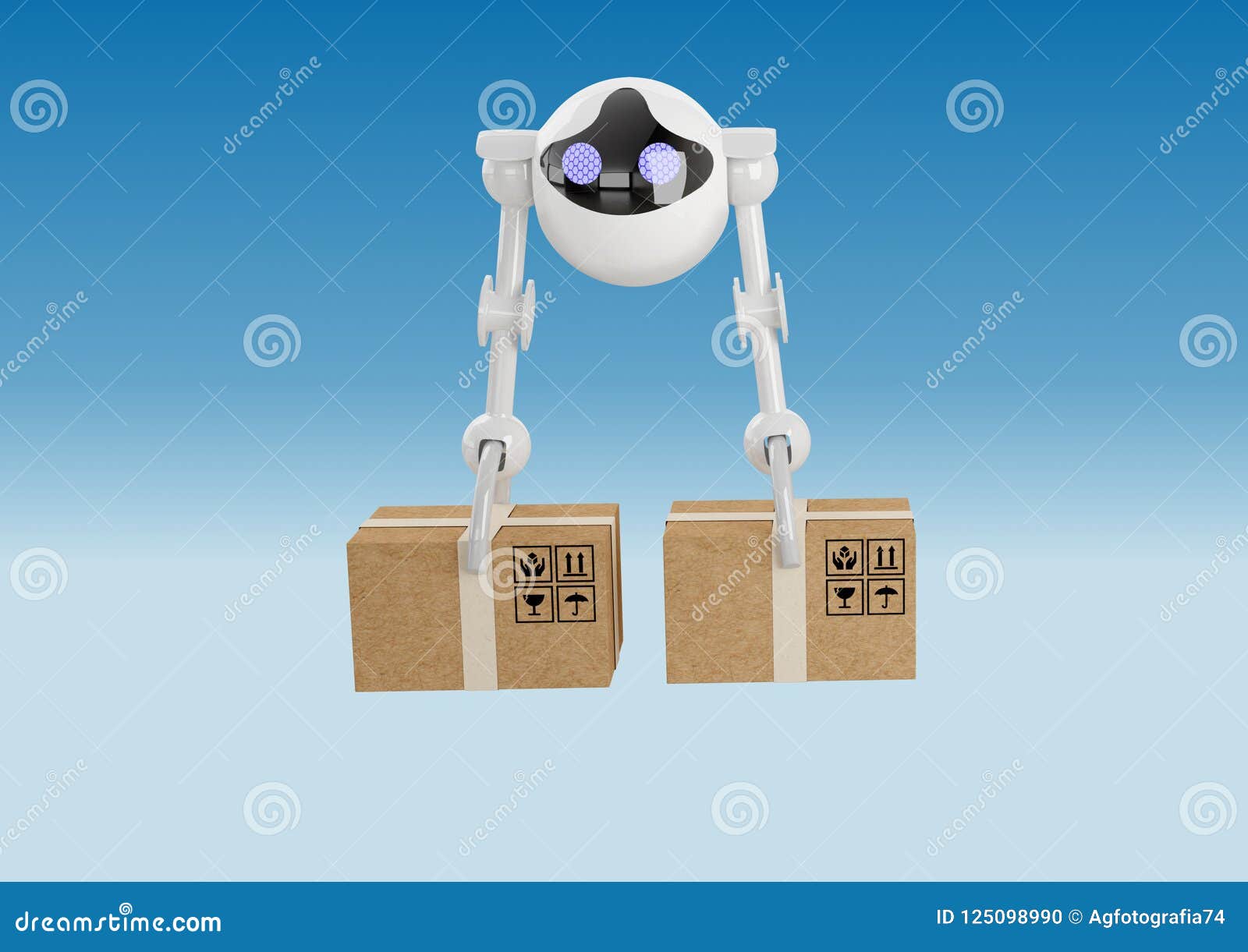 Robots, Spherical Drones Flying With Box In Their Claws Stock Image ...