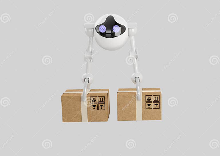 Robots, Spherical Drones Flying with Box in Their Claws Stock ...