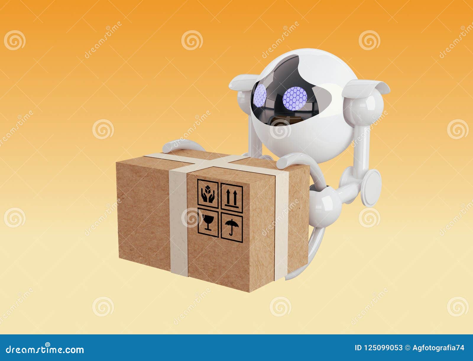 Robots, Spherical Drones Flying With Box In Their Claws Royalty-Free ...