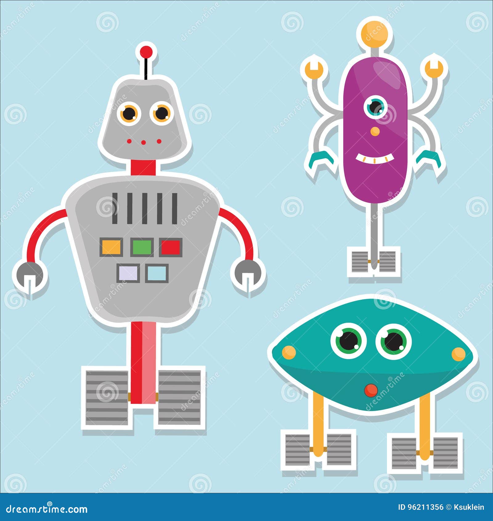 Robots Stickers. Vector Illustration, Isolated Design Elements Stock ...