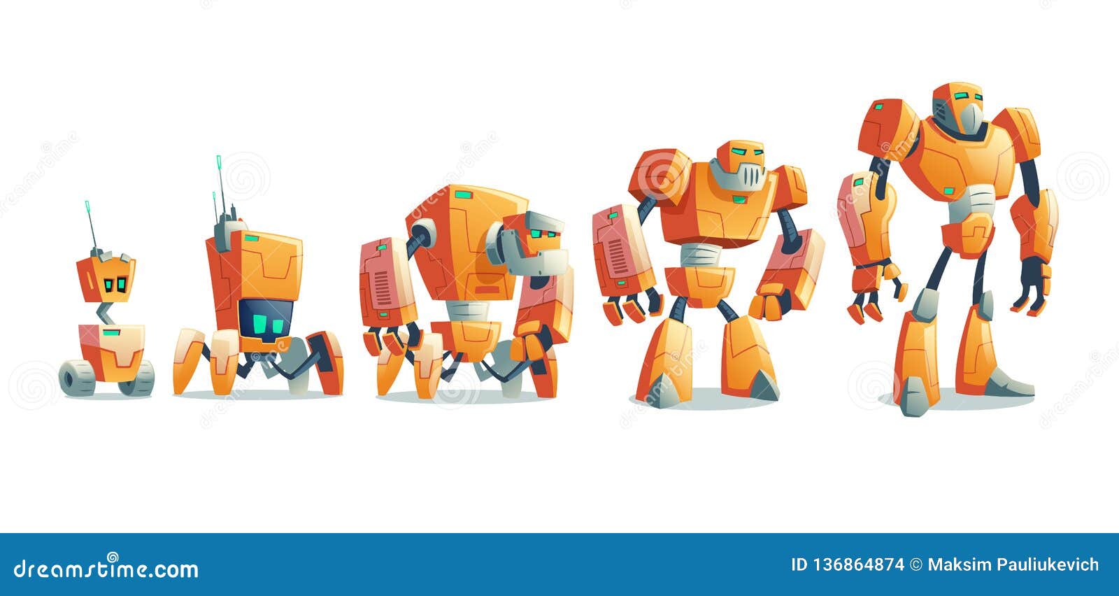 Robots Evolution Time Line Cartoon Vector Banner | CartoonDealer.com ...