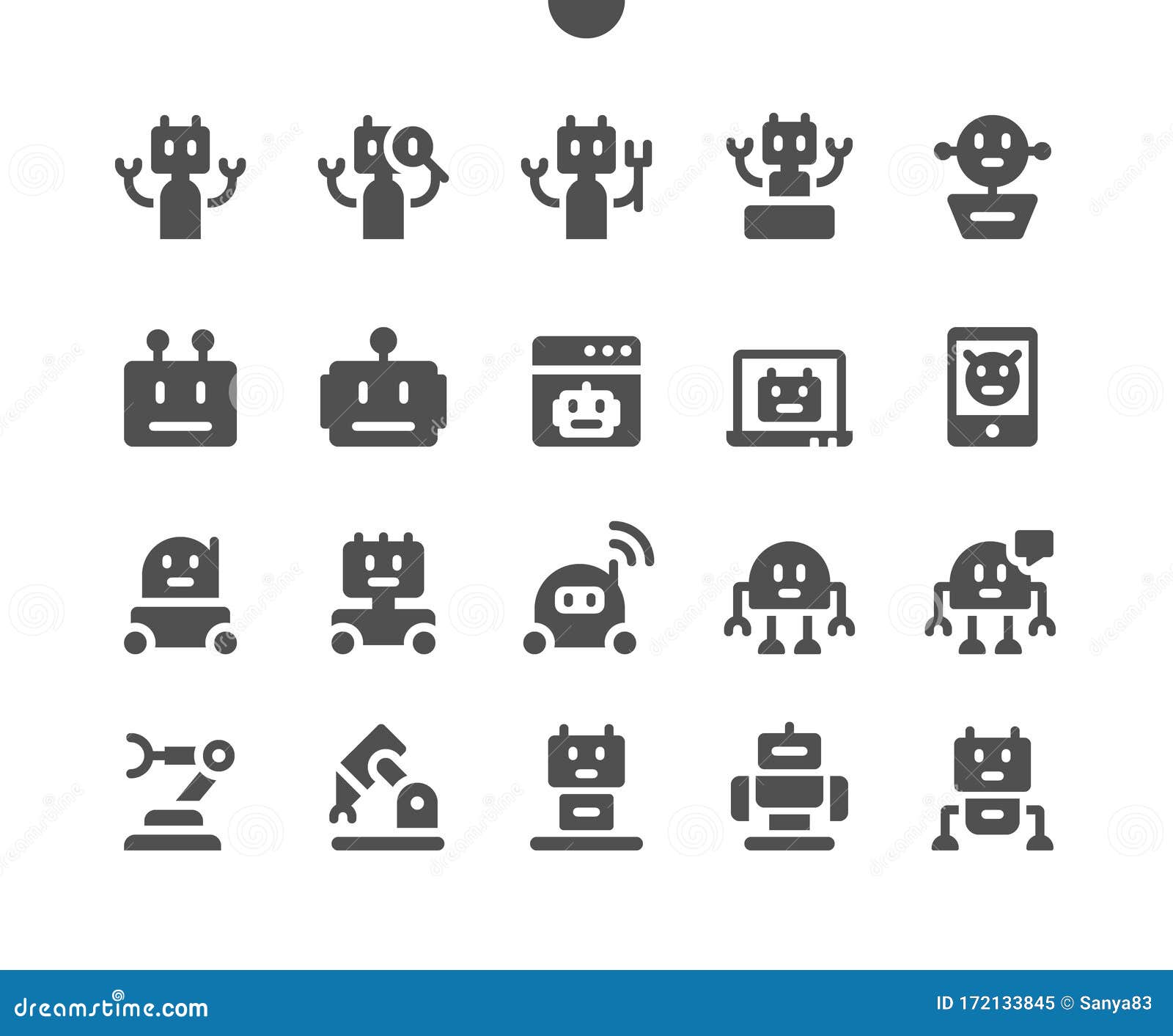 Robots UI Pixel Perfect Well-crafted Vector Stock Vector - Illustration ...