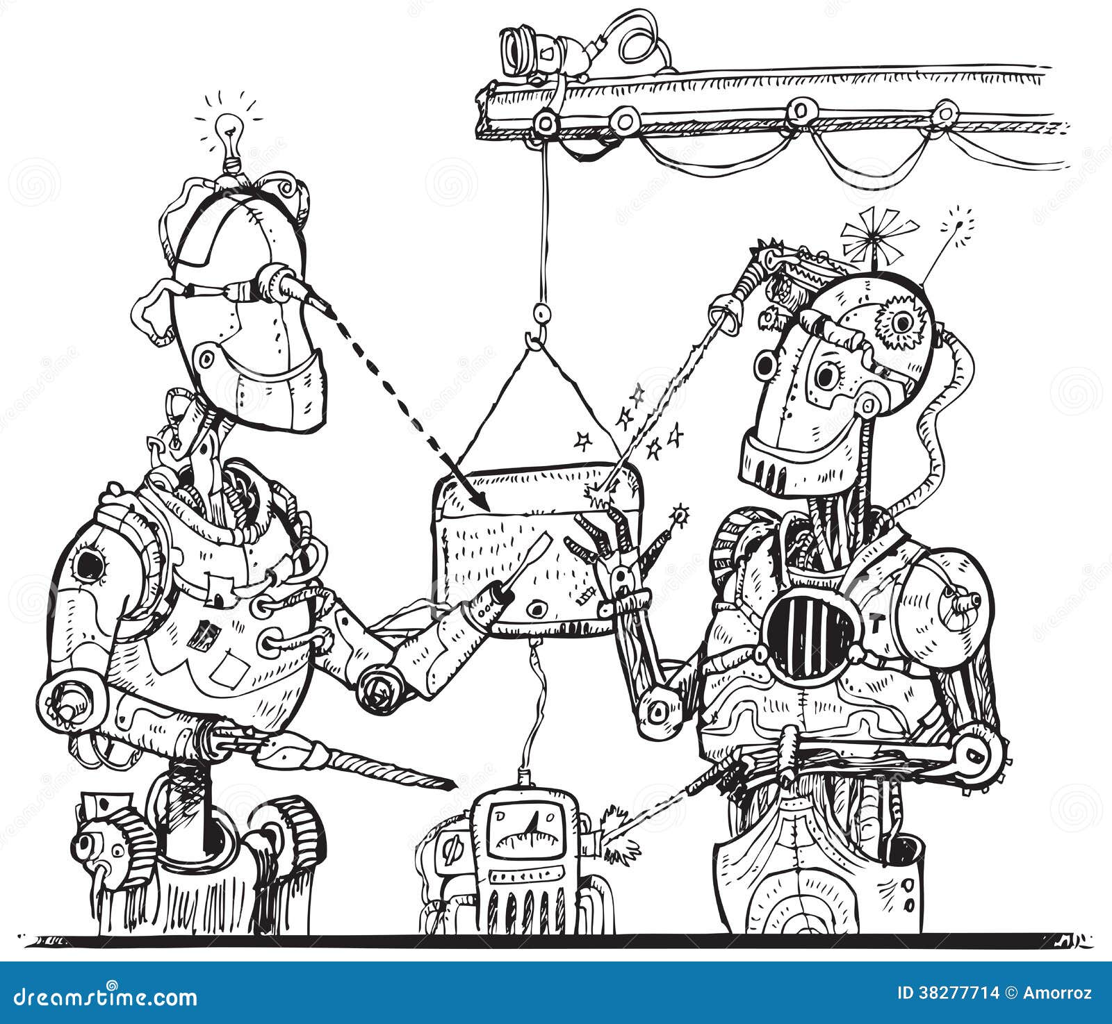 Robots (vector) stock illustration. Illustration of fantasy - 38277714