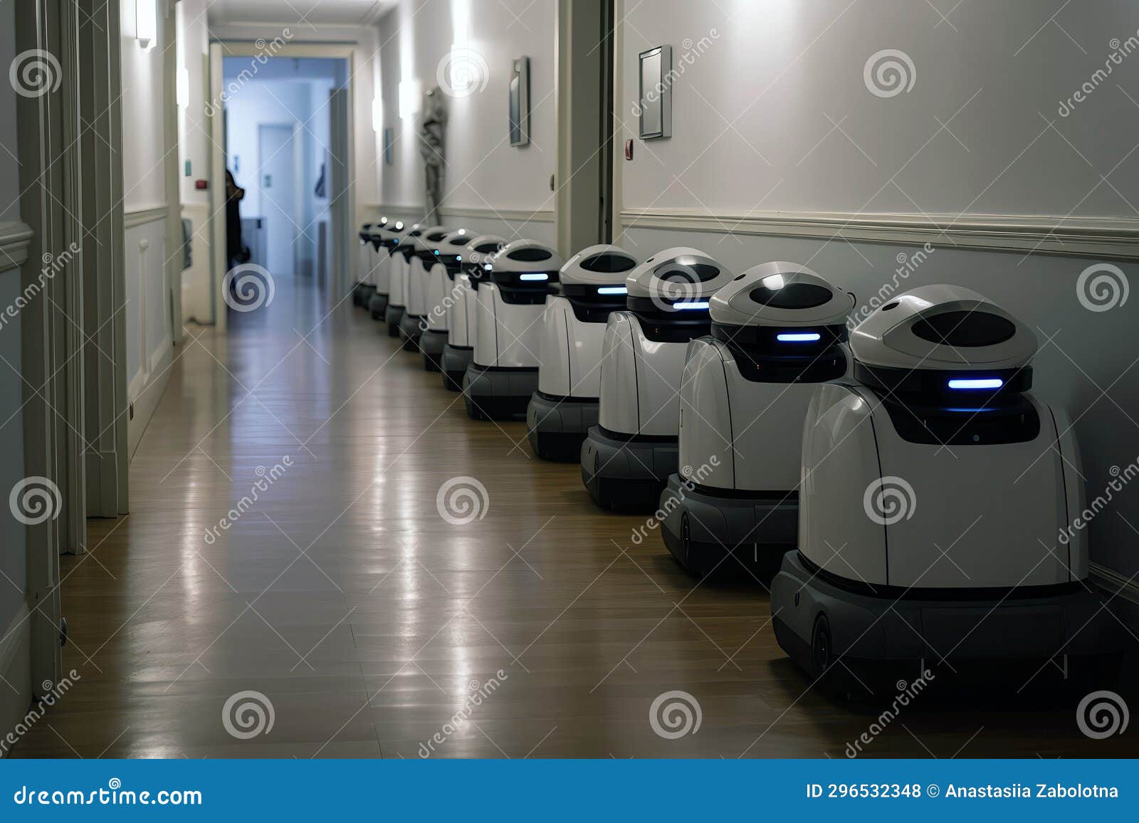 Robots Waiting in the Hallway for Interviews. Generative AI Stock ...