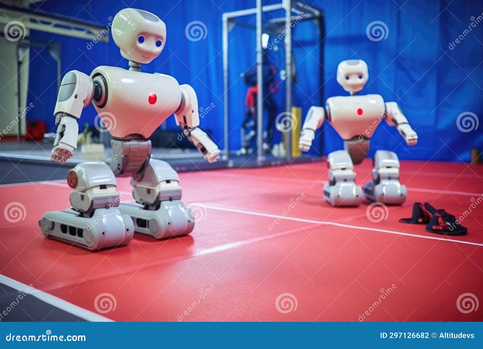 Robots Warming Up on a Gymnastics Mat Stock Photo - Image of technology ...