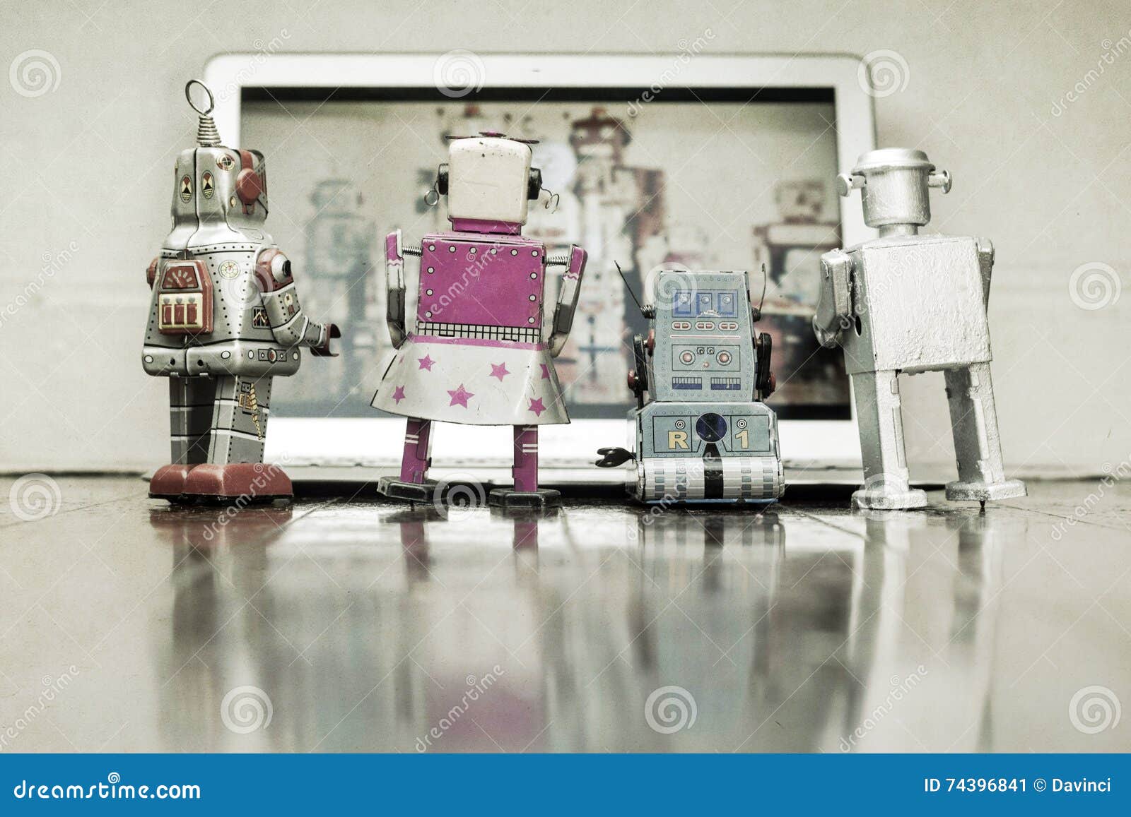 Robots watching stock image. Image of friends, screen - 74396841