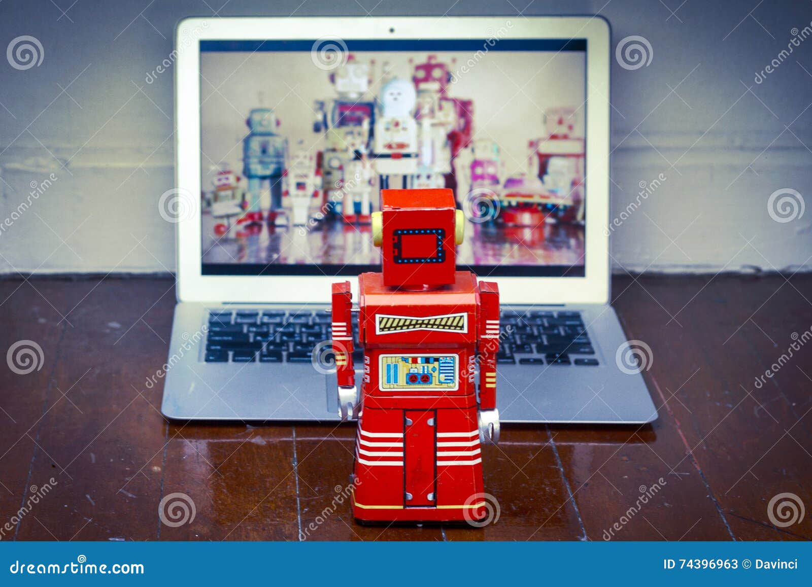 Robots watching stock image. Image of retro, alone, film - 74396963