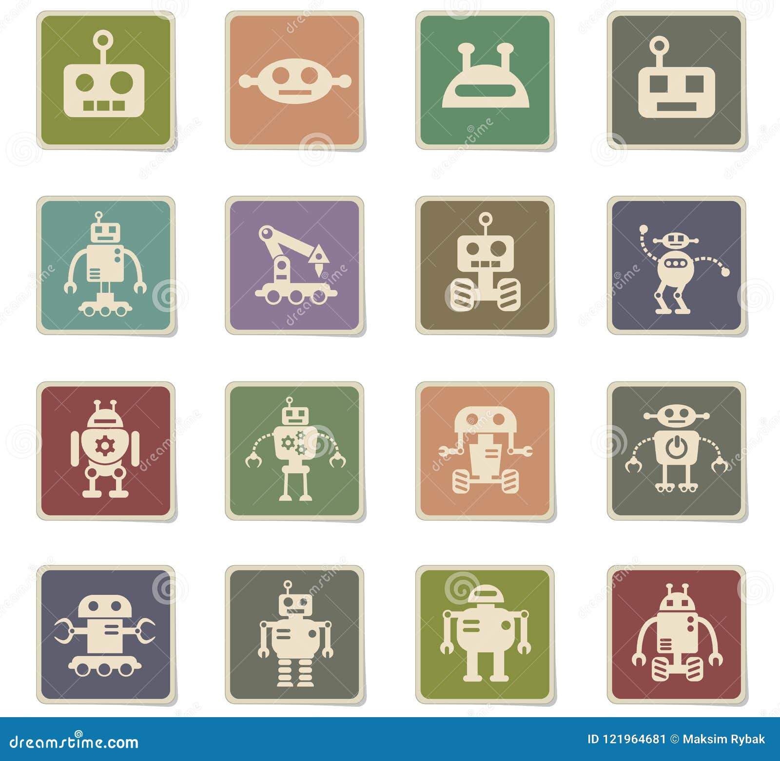 Robots icon set stock vector. Illustration of auto, create - 121964681