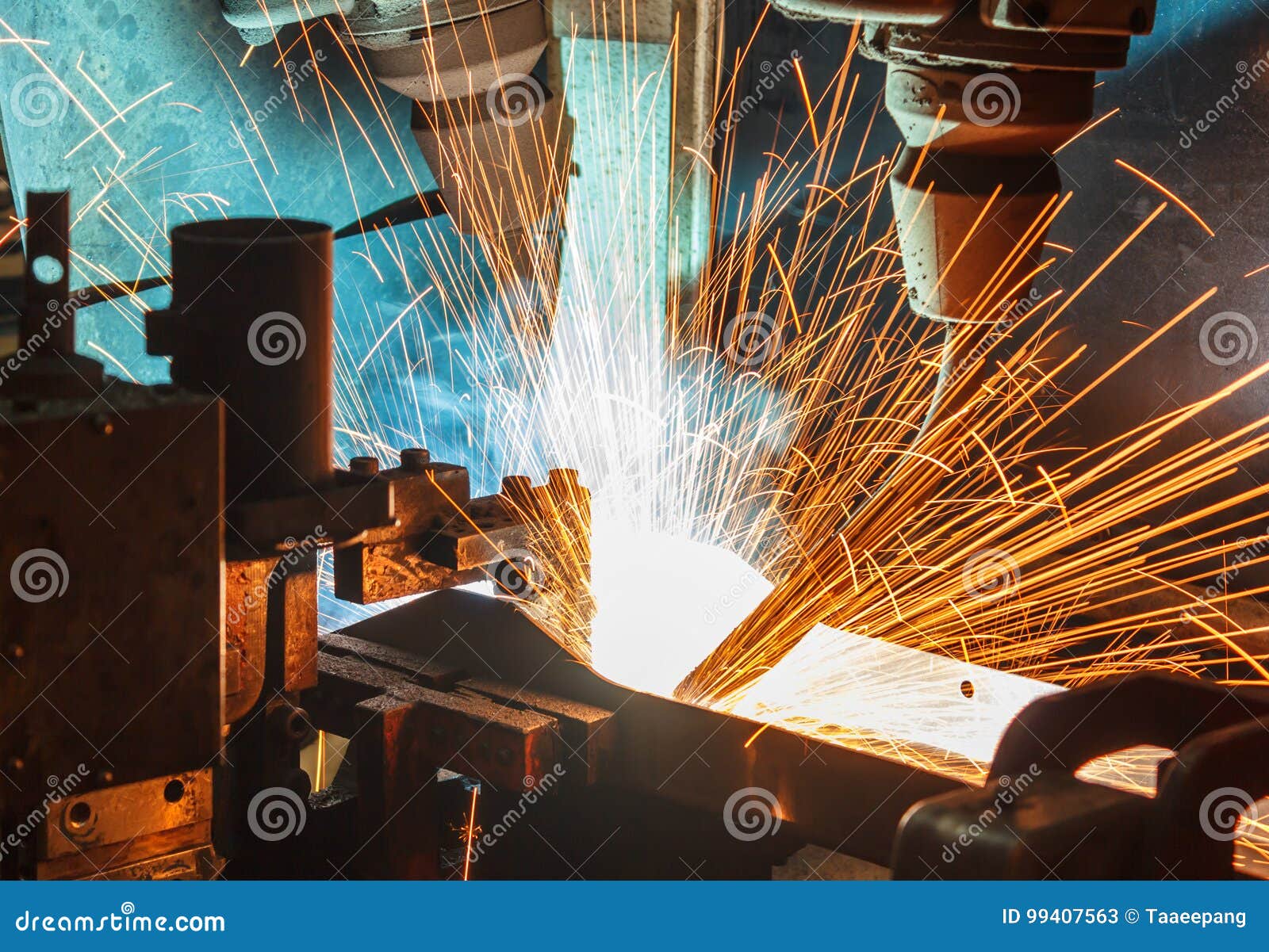 Robots Welding in a Car Factory Stock Image - Image of machinery, plant ...