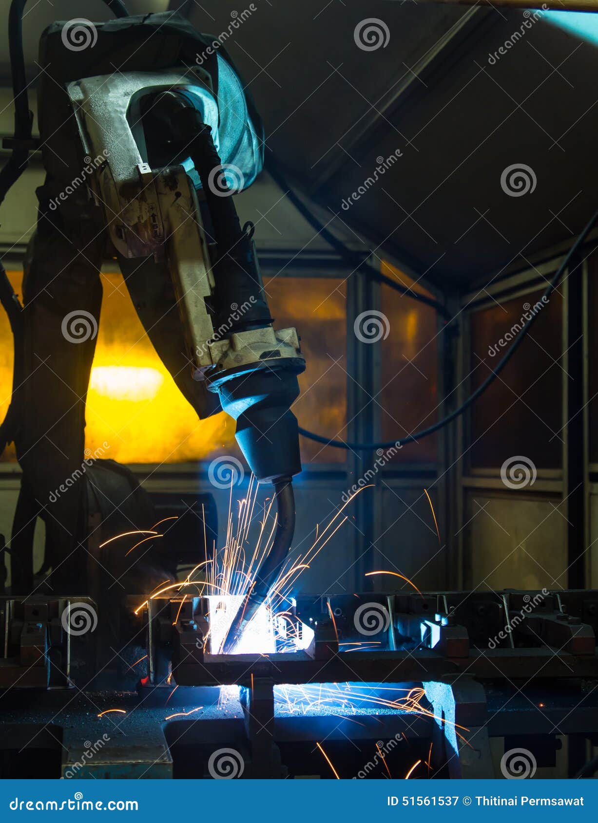 Robots Welding in a Car Factory Stock Image - Image of automated ...