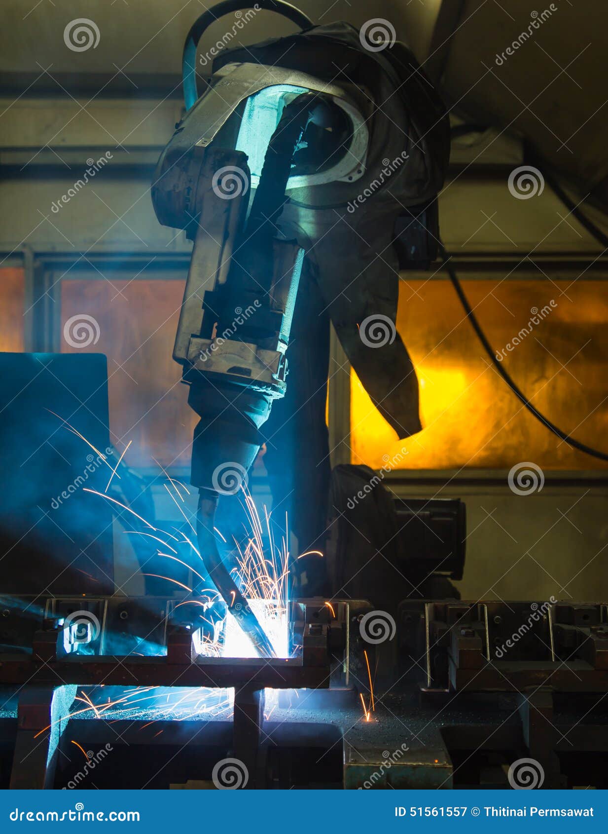 Robots Welding in a Car Factory Stock Image - Image of automate ...