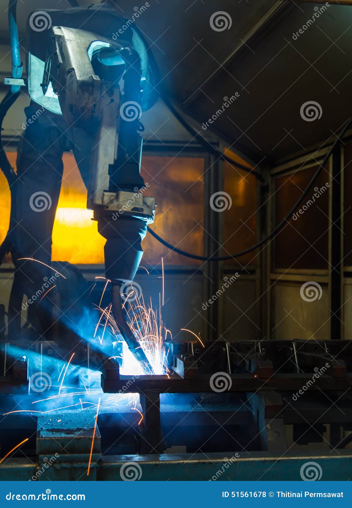 Robots Welding in a Car Factory Stock Photo - Image of machinery ...