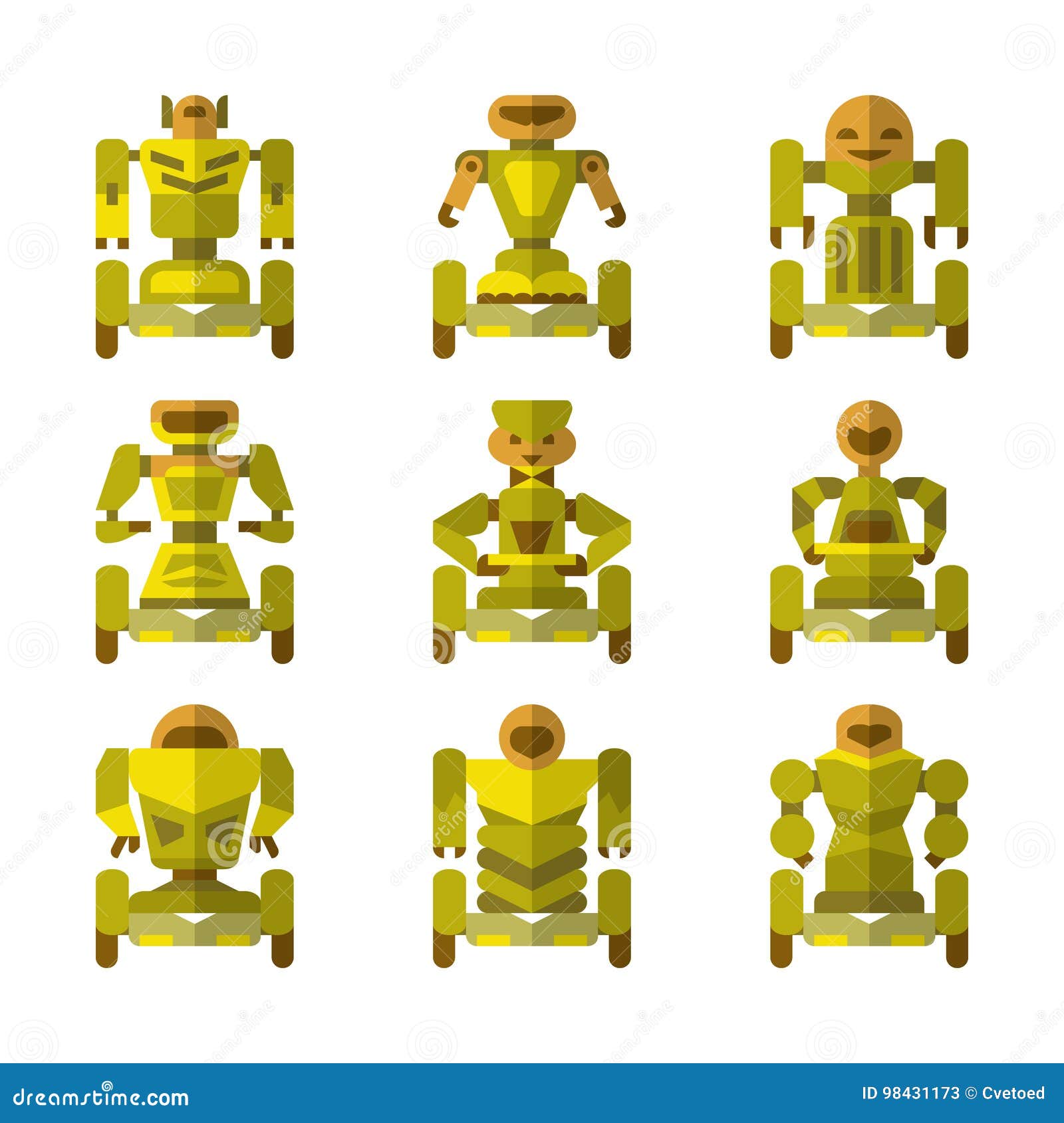 Robots On Wheels Icons Collection Cartoon Vector | CartoonDealer.com ...