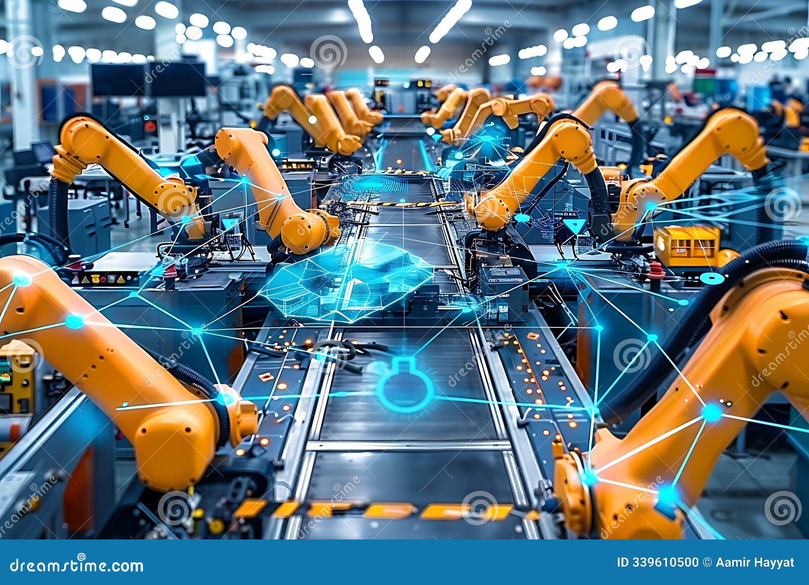 Robots Working As Laborers in a Factory Hall Showcasing Automation and ...